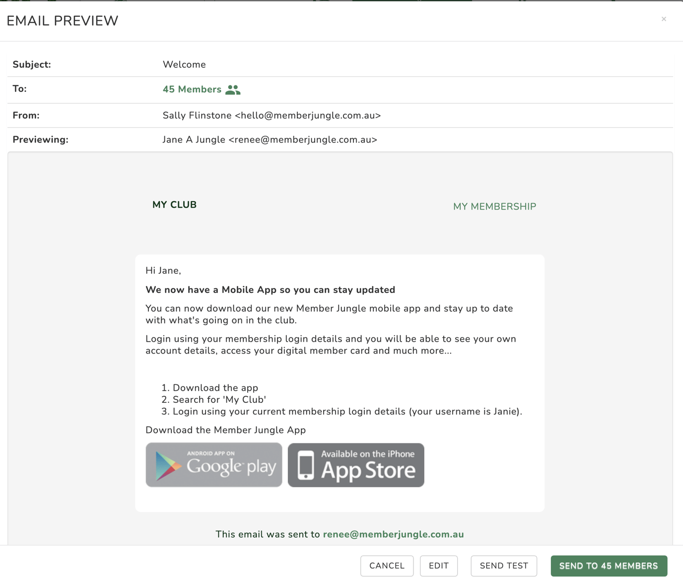 Email Members via Membership Module