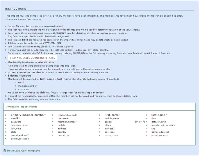 Importing Secondary Members