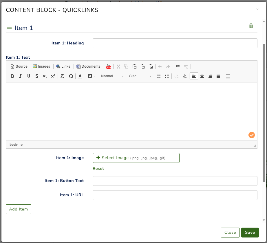 How to add Quicklinks to Pages