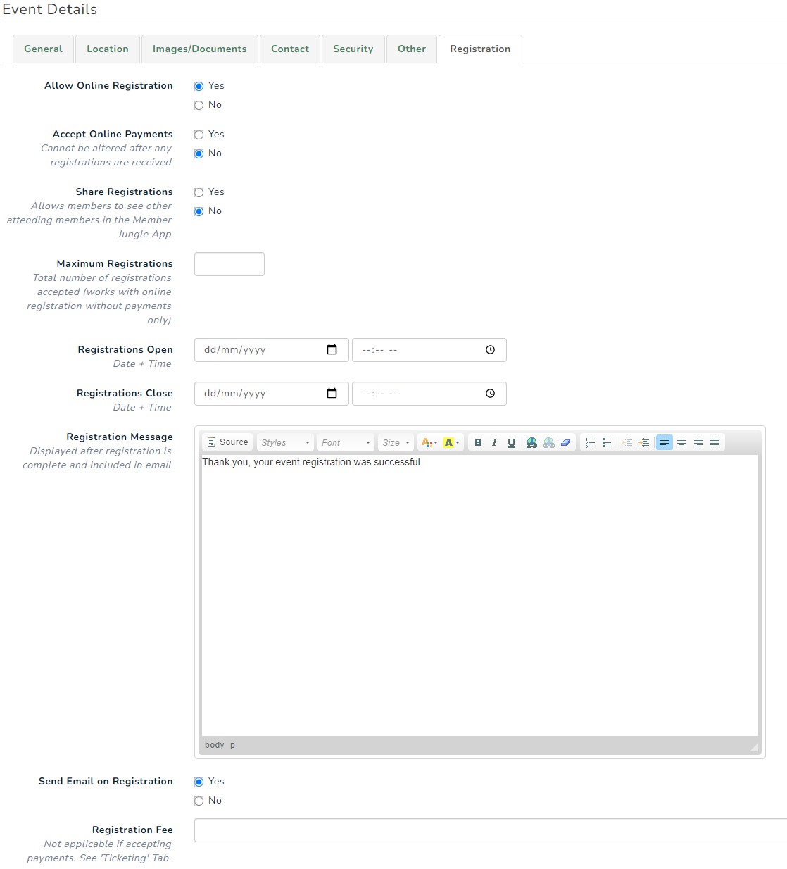 Add or edit an event using the Events Module
